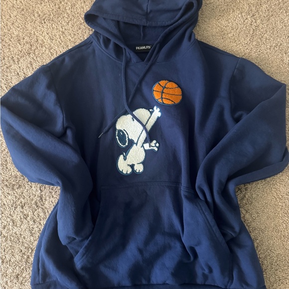 Peanuts | Sweaters | Peanuts Navy Hoodie With Basketball Graphic | Poshmark